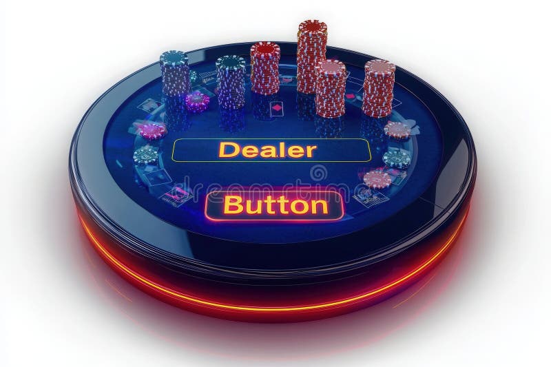 Poker Table Setup with Chips and Dealer Button for a Game Night Stock ...