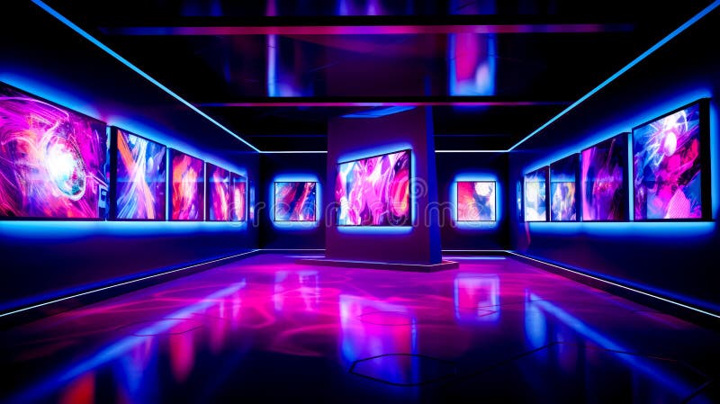 Brightly Lit Room with Multiple Televisions on the Wall and Floor ...