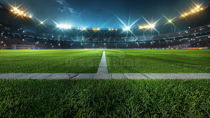 The Brightly Lit Stadium. AI Generated Stock Image - Image of pitch ...