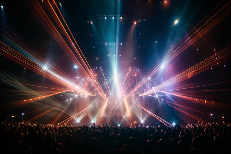 A Brightly Lit Stage with Colorful Lighting Effect, a Concert or ...