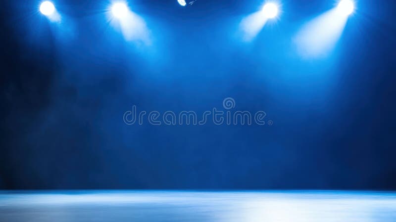 Brightly Lit Stage with Smooth Floor and Dark Blue Background ...