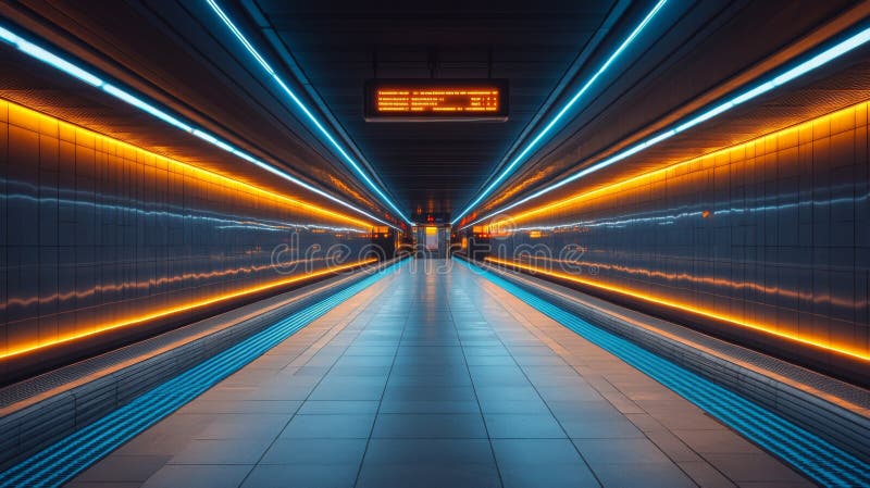 Brightly Lit Subway Platform Showcasing Modern Urban Infrastructure and ...