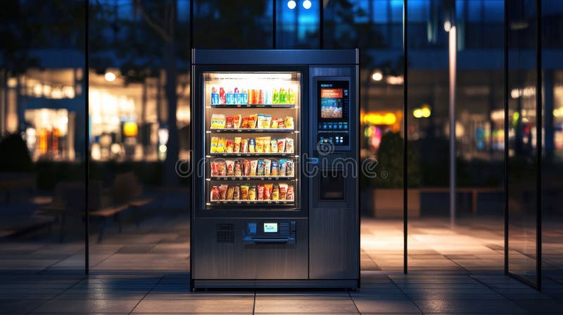 Vending Machine Illuminated at Night in a Modern Urban Setting Near ...