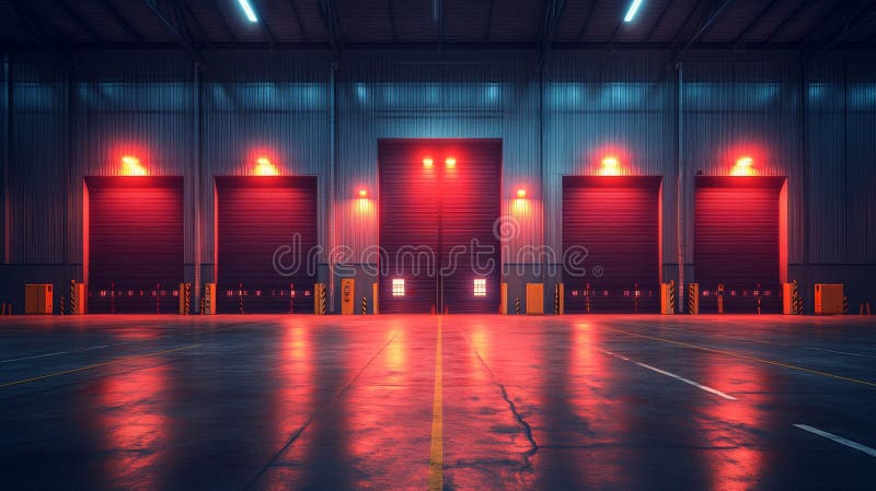 Lit Warehouse Entrance Showcasing Loading Docks Stock Photos - Free ...