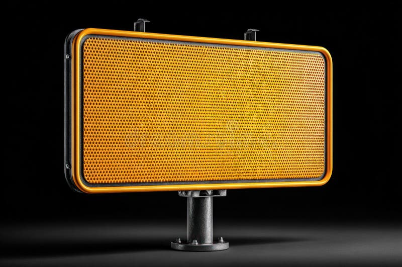 A Brightly Lit Yellow Panel with Perforated Holes Against a Deep Black ...