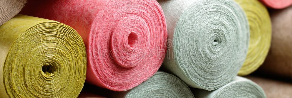 Brightly Colored Insulation Rolls Stacked Neatly for Efficient Storage ...