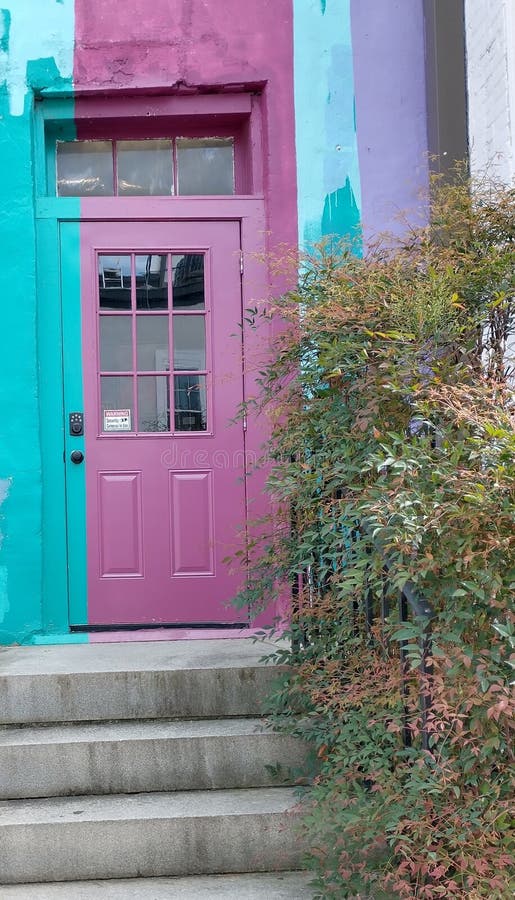 Brightly Painted Door and Wall Stock Photo - Image of brightly, blue ...