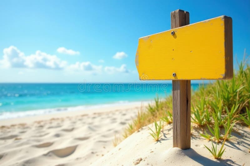 Brightly Painted Signpost, Sandy Beach Setting, Wayfinding, Bright ...