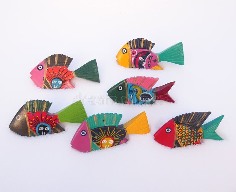 Brightly Painted Wooden Fish Stock Image - Image of pollinator ...