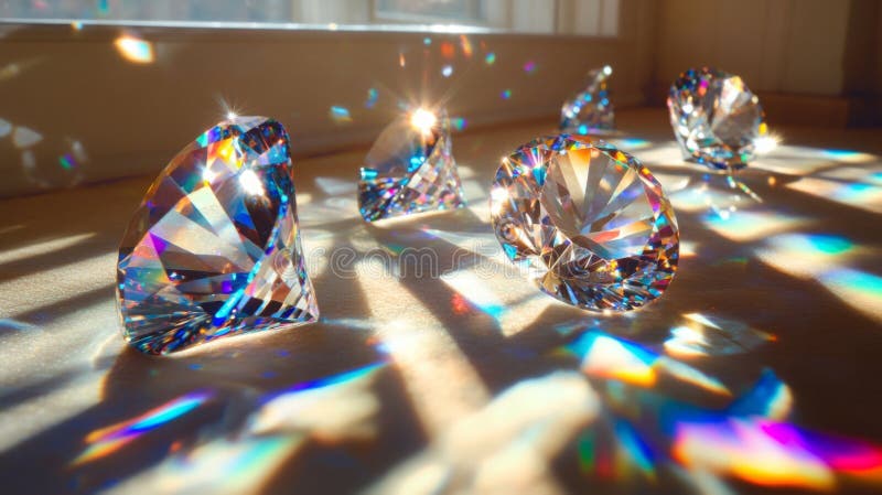 Brightly Shining Gemstones Reflect Light in Captivating Patterns on a ...