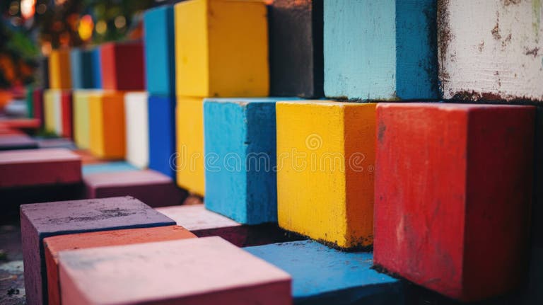 Brightly Stacked Bricks stock photo. Image of bricks - 359818922