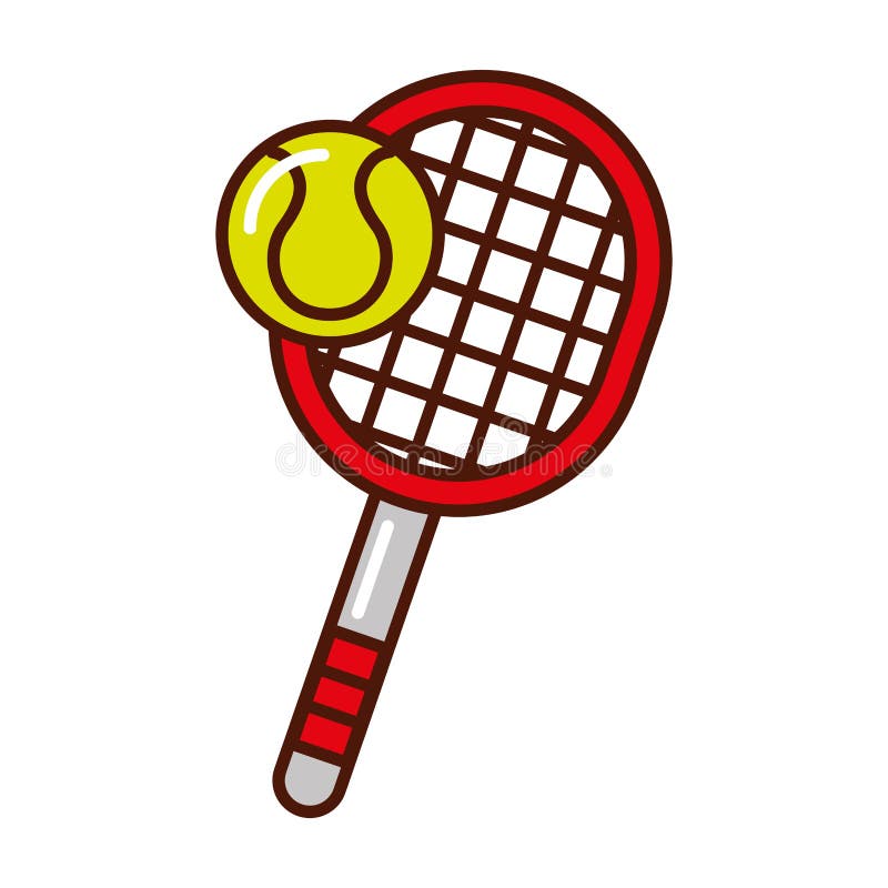 Brightly Tennis Racket and Ball Cartoon Stock Vector - Illustration of ...