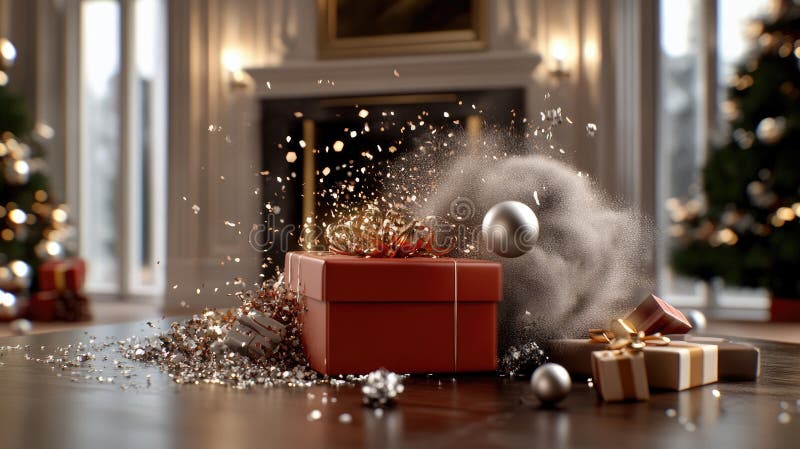 Brightly Wrapped Presents and Shimmering Ribbons Emerge from an Open ...