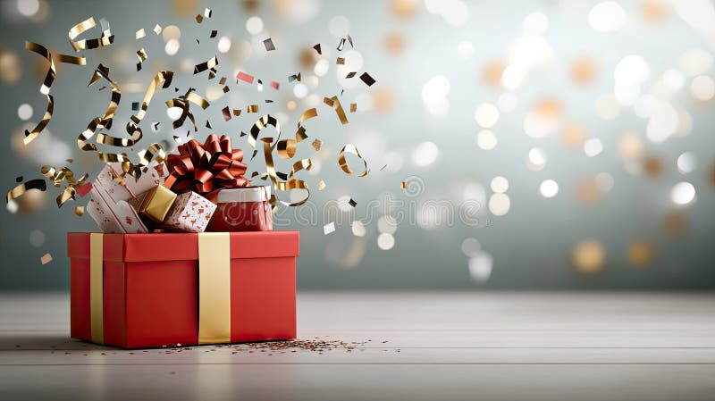 Brightly Wrapped Presents and Shimmering Ribbons Emerge from an Open ...