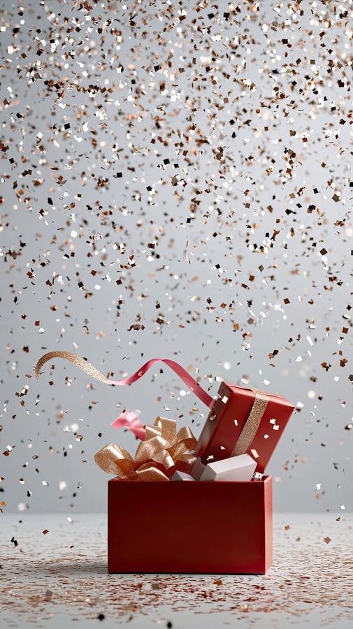 Brightly Wrapped Presents and Shimmering Ribbons Emerge from an Open ...