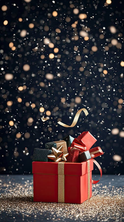 Brightly Wrapped Presents and Shimmering Ribbons Emerge from an Open ...