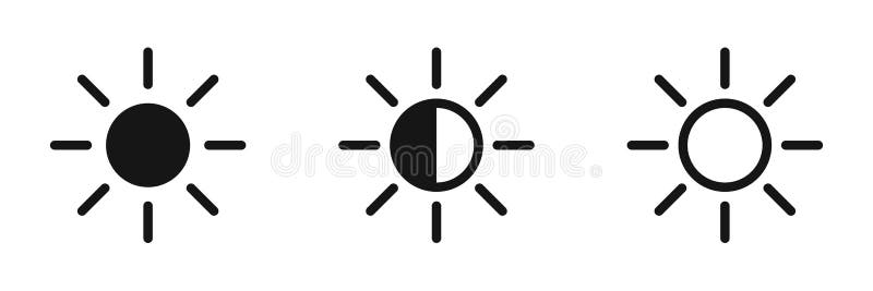 Brightness Contrast Icon Set. Vector Bright Intensity Symbols Stock ...