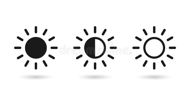 Brightness Control Icons Set. Contrast Level Icon. Screen Brightness ...