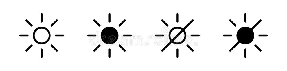Brightness Control Icons Set. Vector Brightness Butons. Light Level ...