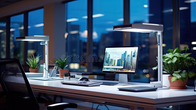 Brightness Led Lighting in Office Stock Illustration - Illustration of ...