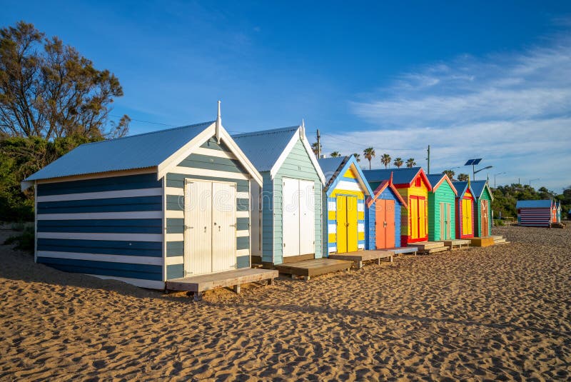 Brighton Bathing Boxes in Melbourne, Australia Stock Photo - Image of ...