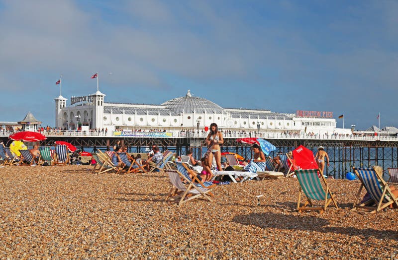 Brighton Beach and Pier in Summer Editorial Stock Photo - Image of ...