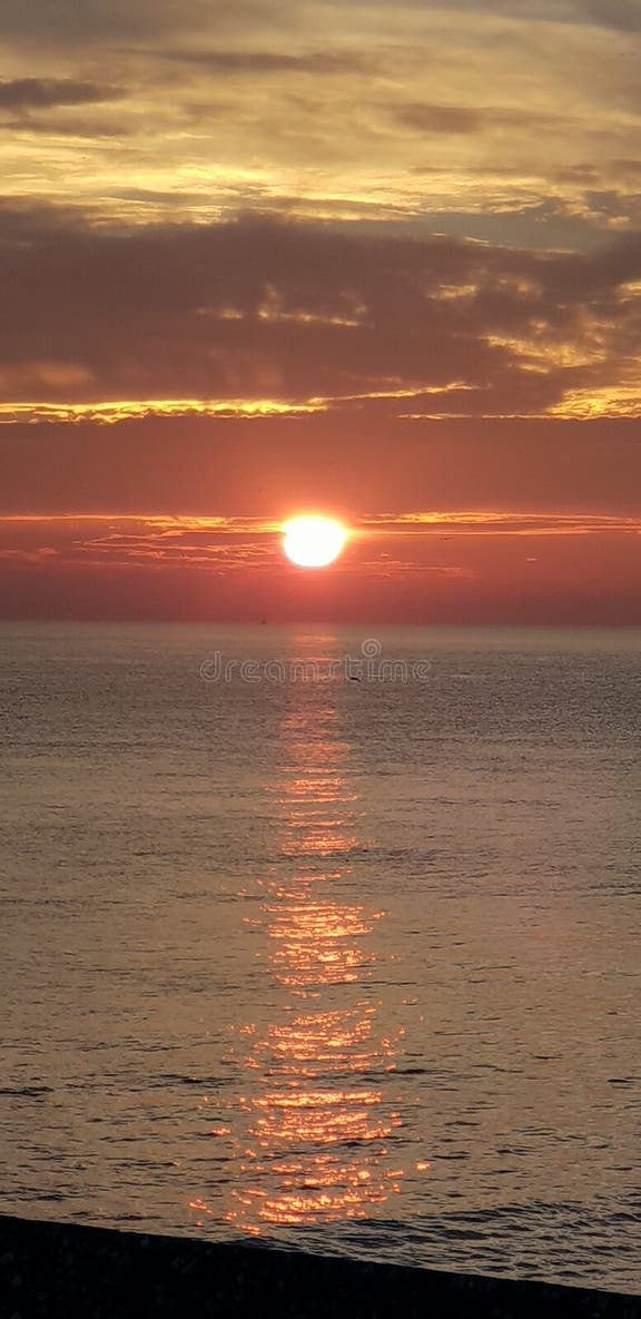 Brighton Birds Sunset Sea Orange Stock Photo - Image of orange, sunset ...