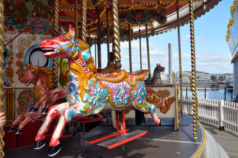 Brighton England - Brighton Pier Carousel Editorial Photo - Image of ...