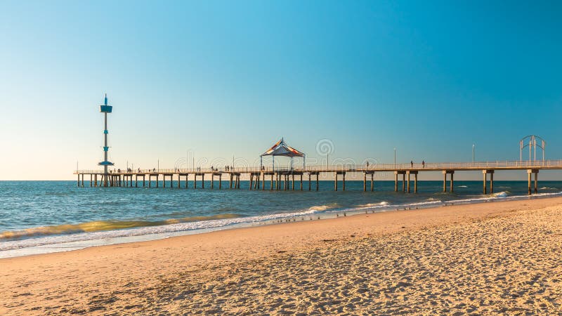 Brighton Jetty with People at Sunset Stock Image - Image of australia ...