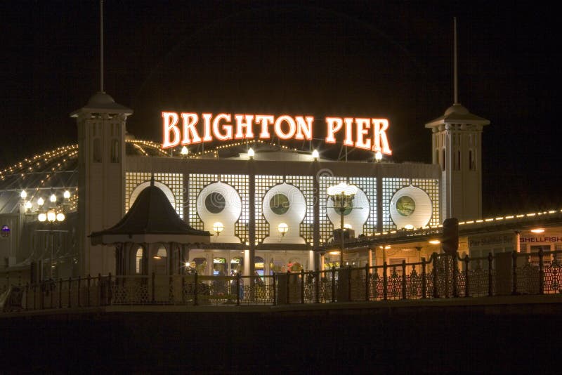 Brighton Pier South England at Night Stock Image - Image of england ...