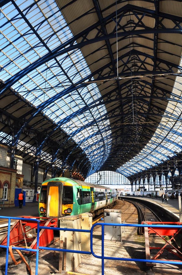 Brighton Railway Station and Train in Sunshine Editorial Stock Photo ...