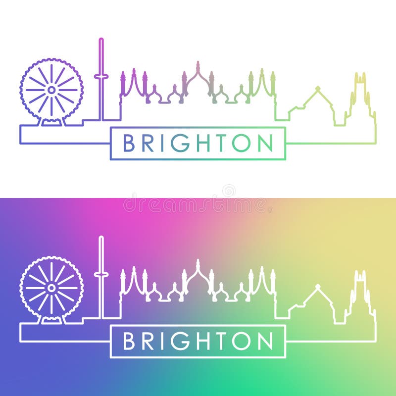 Brighton, UK Skyline, Monochrome Silhouette. Stock Vector ...