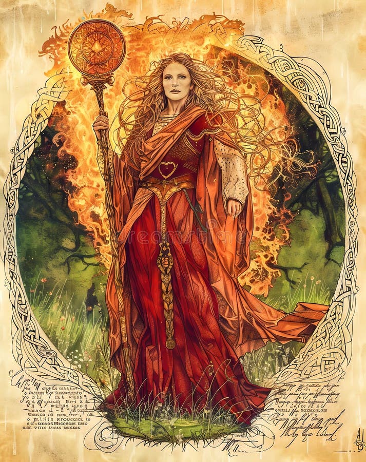 Brigid. Celtic Goddess of Fire and Healing Stock Illustration ...