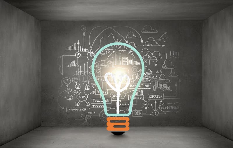 Brigth ideas stock photo. Image of plan, concrete, bulb - 56585798