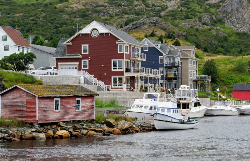 Brigus Harbor stock photo. Image of overcast, architecture - 16095814