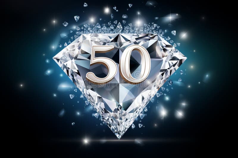 Brilliant Anniversary Poster with Diamond or Gem Stone and 50 Number ...