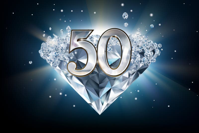 Brilliant Anniversary Poster with Diamond or Gem Stone and 50 Number ...