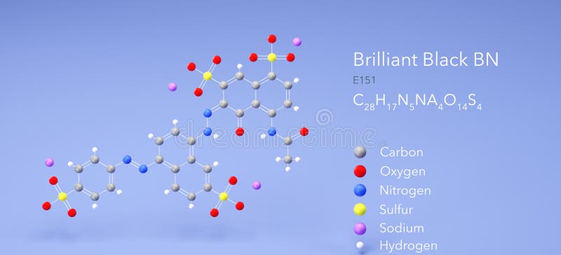 Brilliant Black Bn Molecular Structure, 3d Model Molecule, Food Dye ...