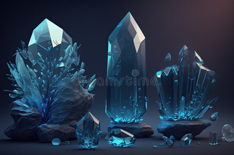 Brilliant Blue Crystals of Various Shapes, Mystical Materials ...