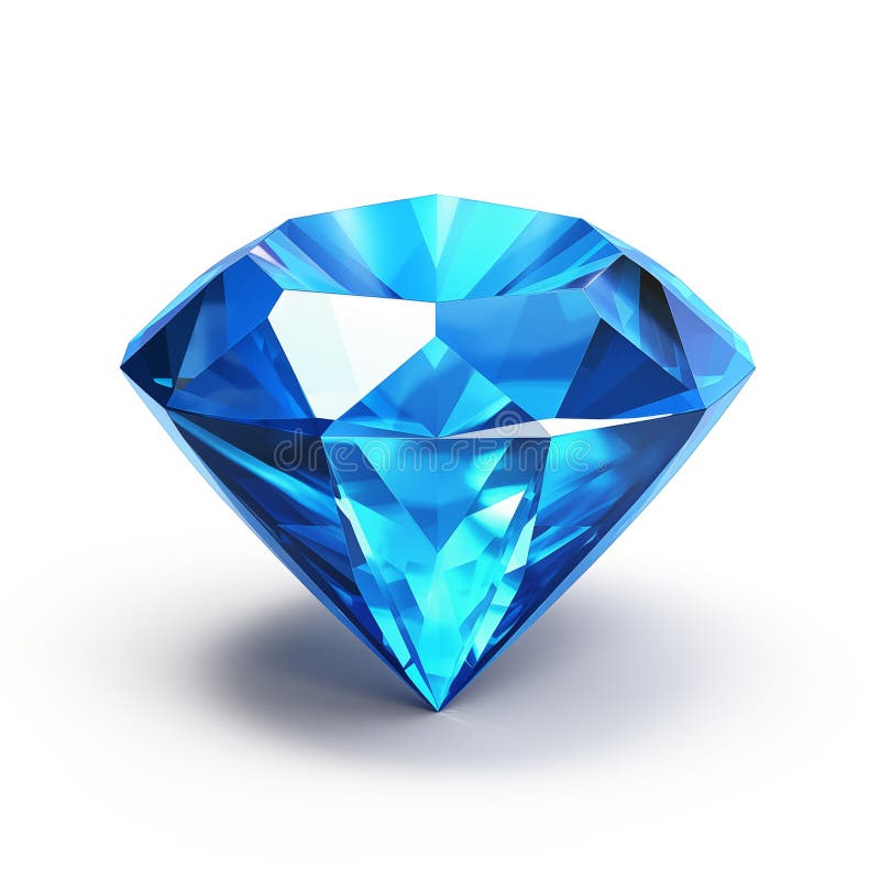 Brilliant Blue Diamond Jewel with High Reflection Stock Illustration ...