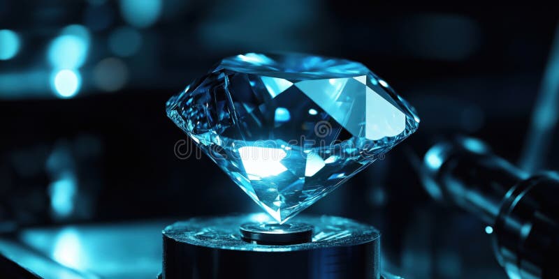 Brilliant Blue Diamond Sparkling Under Studio Lights with Precision Cut ...
