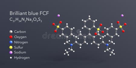 Brilliant Blue Fcf Molecule 3d Rendering, Flat Molecular Structure with ...
