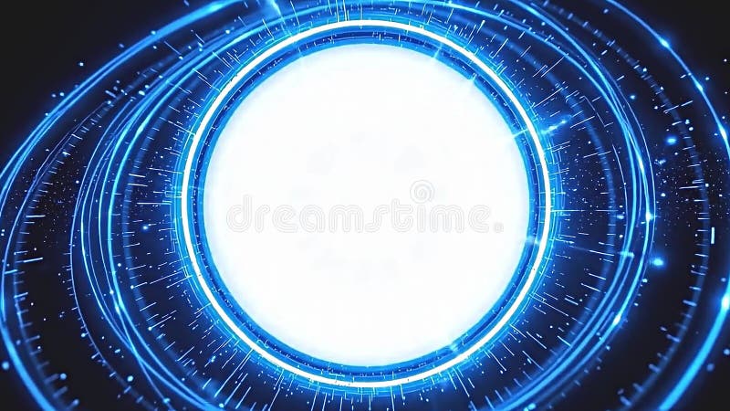 Brilliant Blue Neon Circular Trail, Contrasted with a Solid Black ...