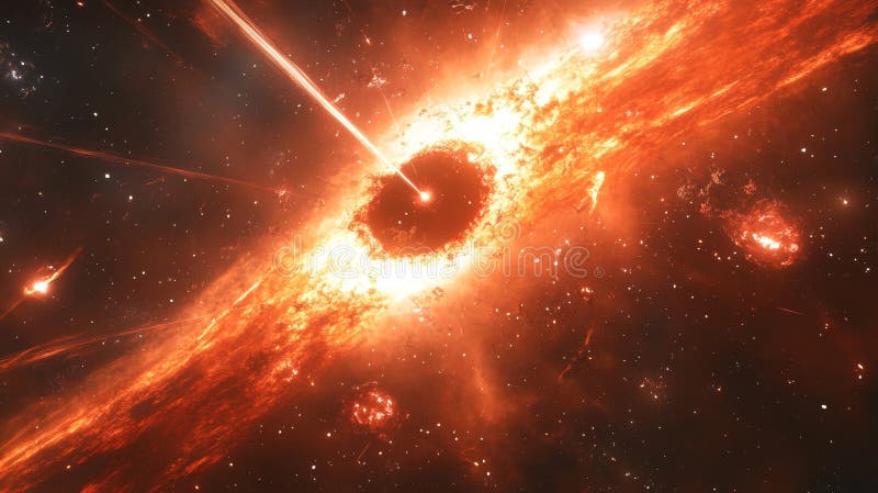 A Brilliant Cosmic Black Hole Surrounded by Radiant Light and Luminous ...