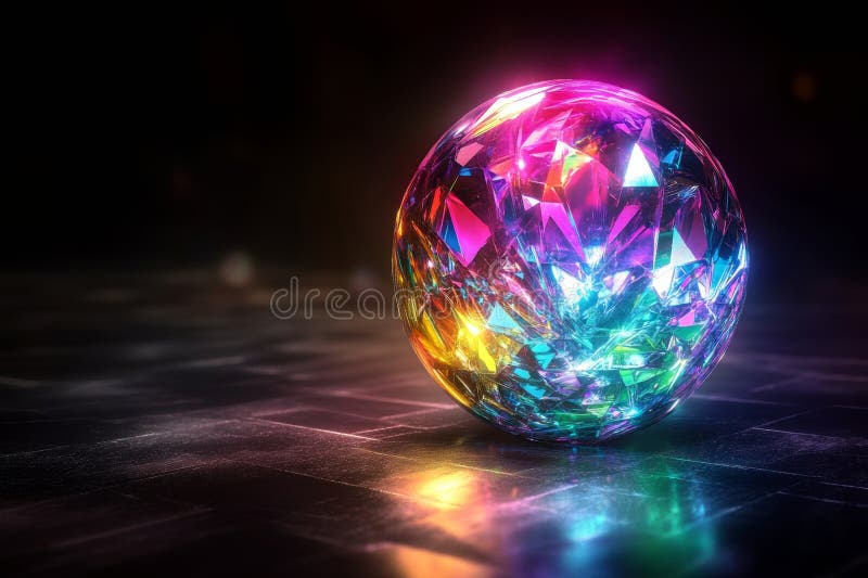A Brilliant Crystal Orb Floats Serenely Against a Black Backdrop ...