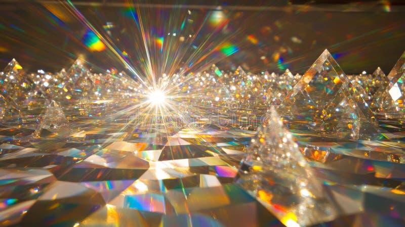 Brilliant Crystal Prism Light Display with Rainbow Reflections Stock ...