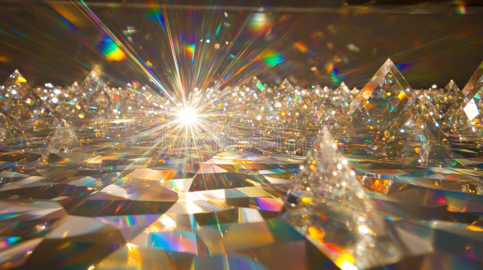 Brilliant Crystal Prism Light Display with Rainbow Reflections Stock ...