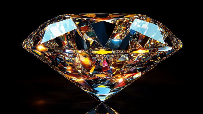 A Brilliant Cut Diamond Displays Stunning Internal Fire Stock ...