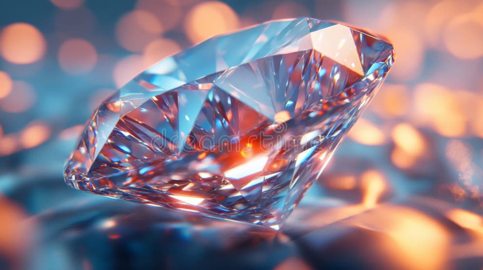 A Brilliant Cut Diamond Glistens with Inner Fire Stock Illustration ...