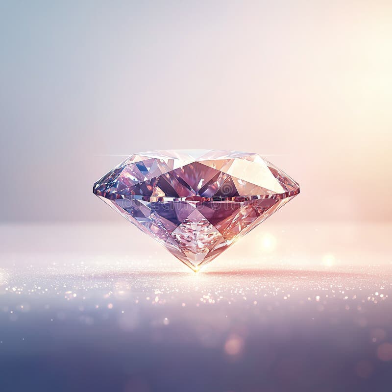 Brilliant-cut Diamond on Purple Surface with Ethereal Glow and Gradient ...
